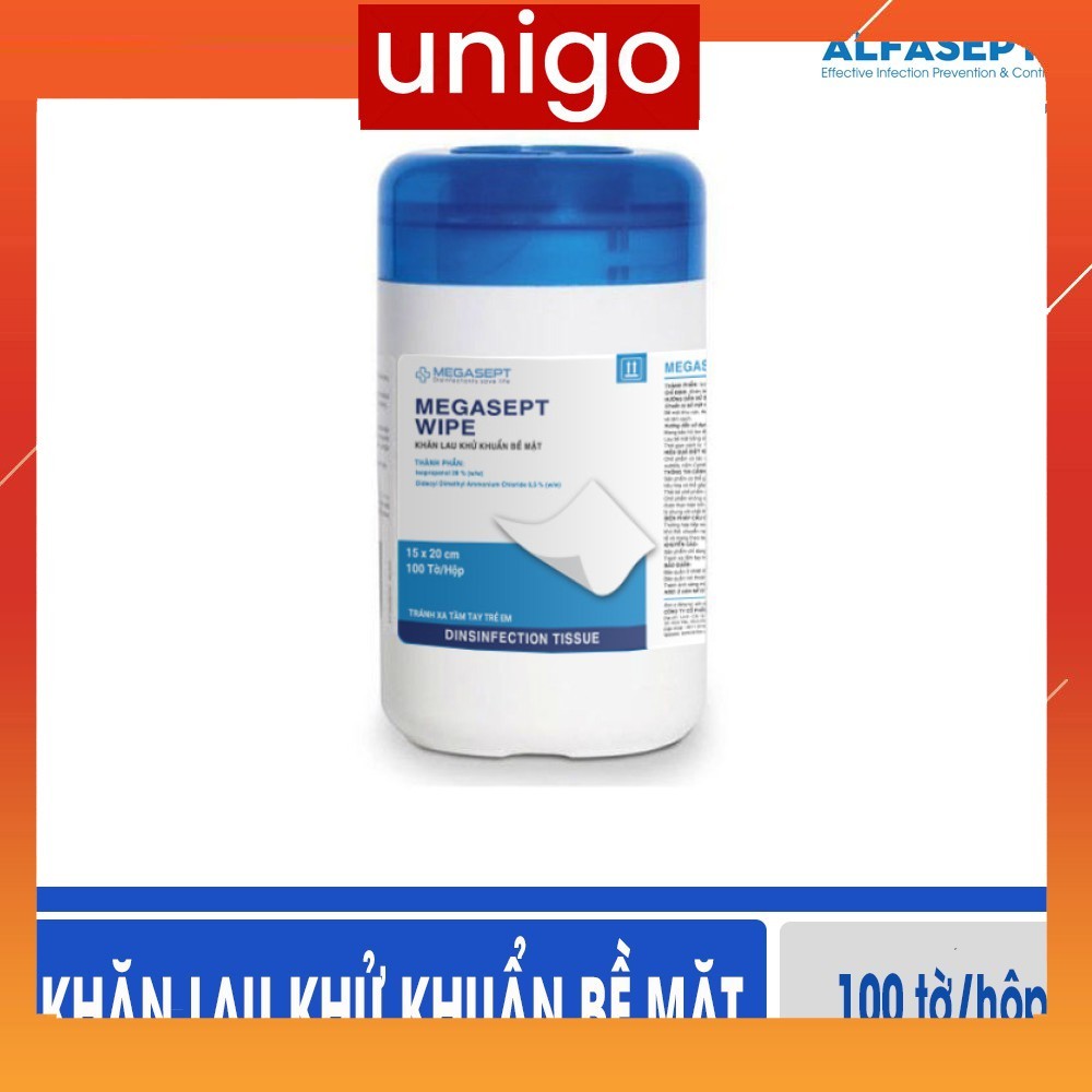 Khăn lau khử khuẩn bề mặt MEGASEPT WIPE dùng trong lĩnh vực gia dụng và ...