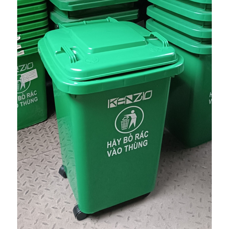 Thùng rác công cộng 60L - 4 bánh xe, màu xanh, vàng hoặc cam. Thùng rác ...