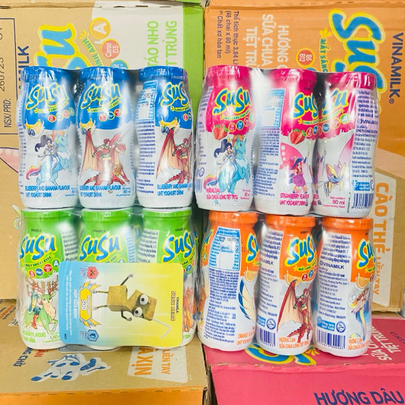 1 Lốc 6 Lọ Sữa Chua Uống Susu 80ml Hương Dâu/Cam | Shopee Việt Nam