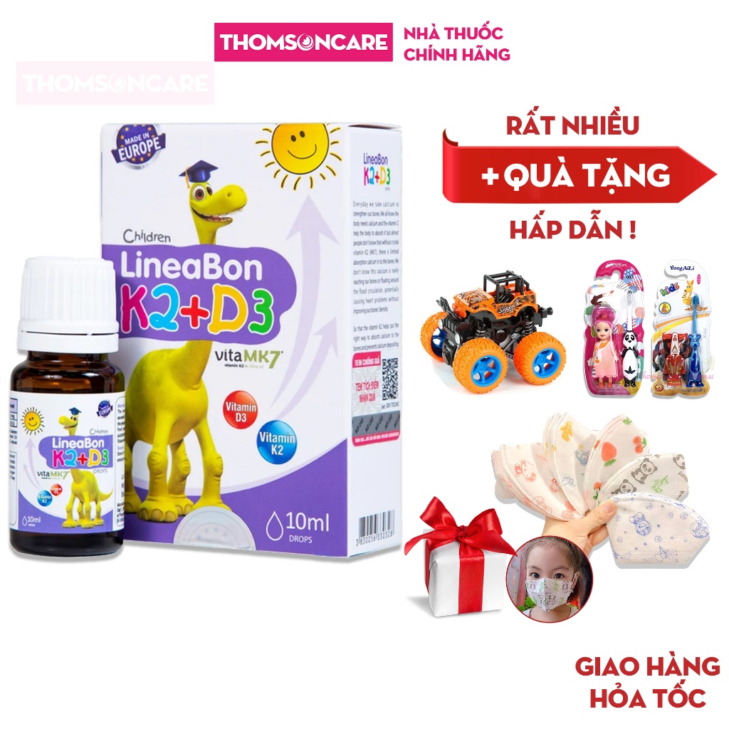 Lineabon d3k2 10ml giúp bé cao lớn, ngủ ngon, giảm còi xương, canxi cho ...
