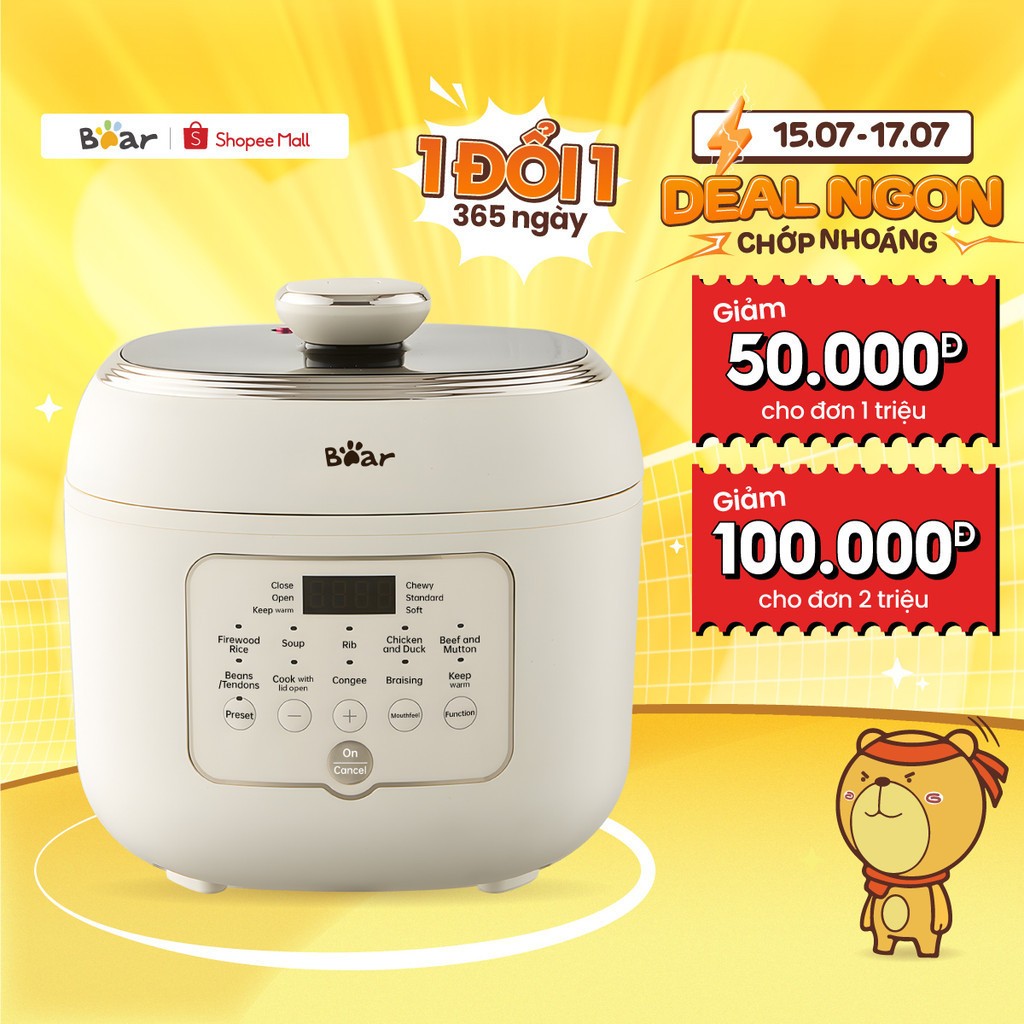 [Bh 18 Tháng] Nồi áp suất đa năng 5L Bear YLB-A50P1 - Hàng Chính Hãng ...