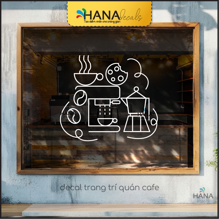 Sticker Trang Trí Quán Cafe Hoa Văn Coffee - Dễ Dán - Hana Decals ...
