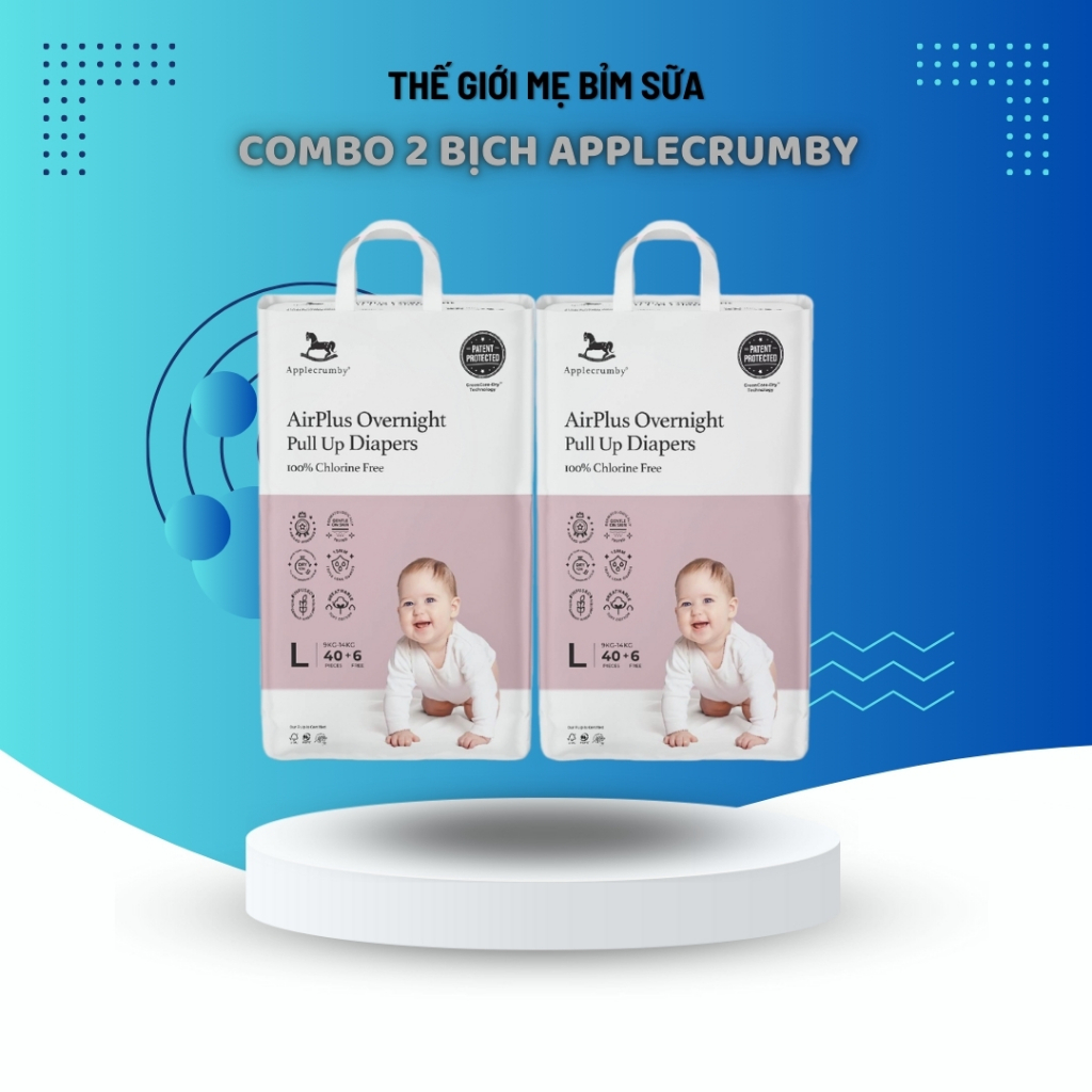 BA01001 COMBO 2 TÃ/BỈM ĐÊM APPLECRUMBY AIRPLUS MINI SIÊU KHÔ THOÁNG CHO ...