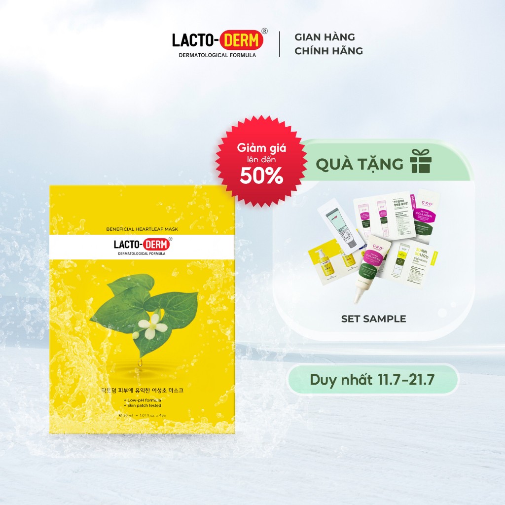Mặt Nạ Làm Dịu Da Diếp Cá Lactoderm Beneficial Heartleaf Mask 30ML (Hộp ...