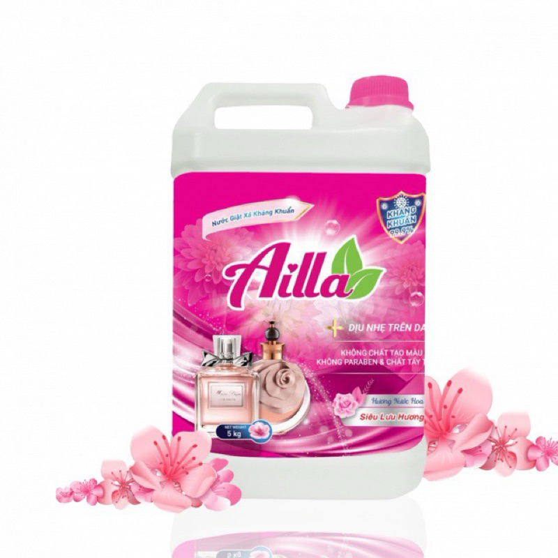 Nước giặt xả kháng khuẩn Ailla chính hãng size can 5kg ( đủ hương ...