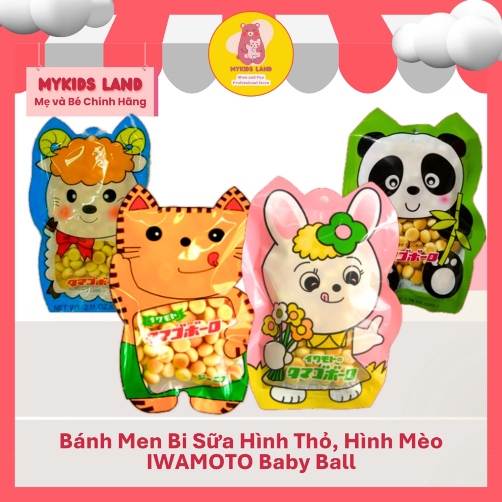 [DATE T4.2025] Bánh Men Bi Sữa Hình Thỏ, Hình Mèo IWAMOTO Baby Ball Nội Địa Nhật Bản Cho Bé Ăn ...