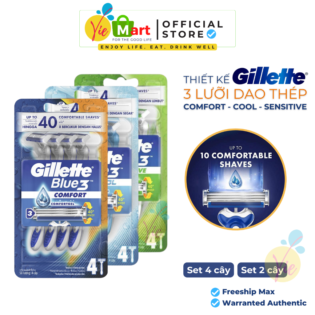 Dao Cạo Râu GILLETTE Blue 3 Comfort 4S/ Ice 2S/ Ice 4S/ Sensitive 2S ...