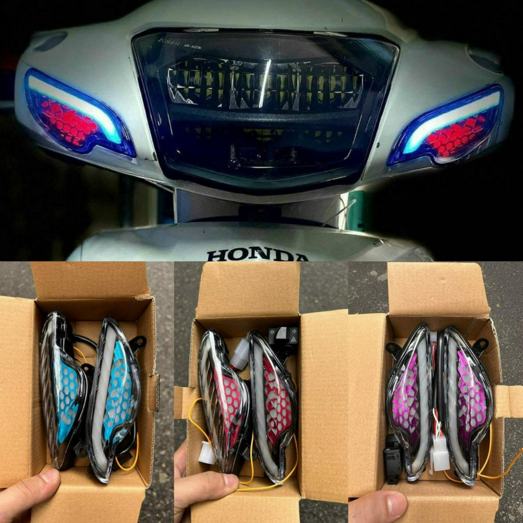 xi nhan led audi tổ ong demi xe wave lắp cho wave a 100, 110 wave s100 ...