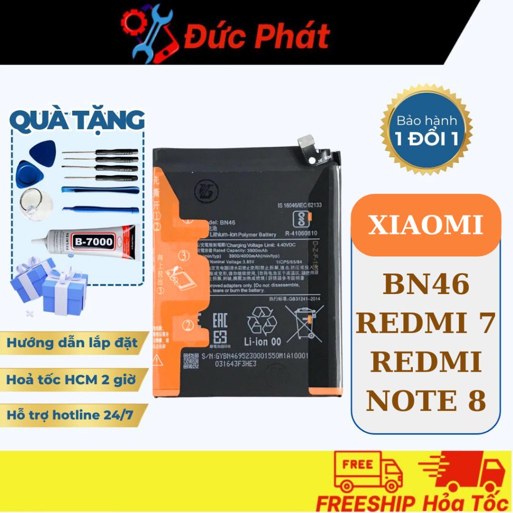 PIN XIAOMI BN46/ REDMI 7/ REDMI NOTE 8( tặng keo dán và bộ sửa ...