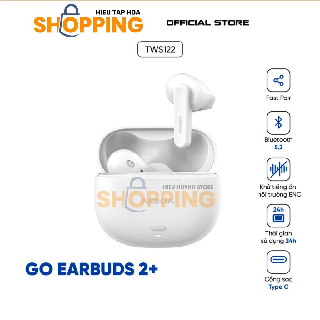 Tai nghe TWS Nokia Go Earbuds 2 Plus , chống nước IPX5 , Bluetooth 5.2 ...
