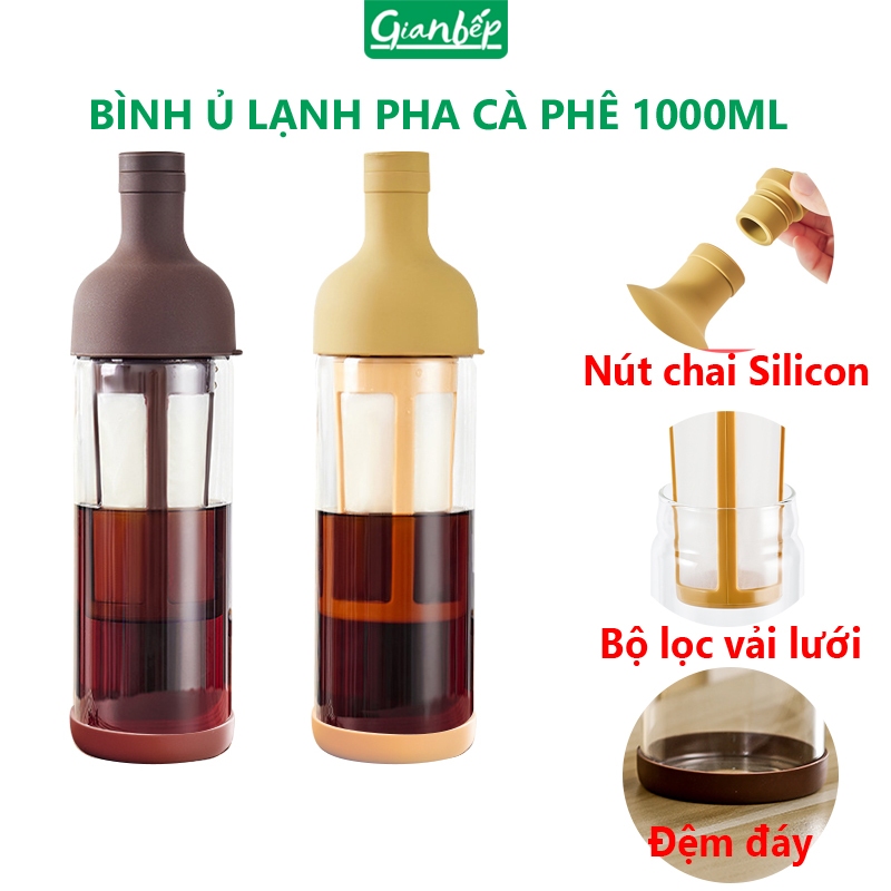 Bình Pha Cà Phê Cold Brew 1000ML Bộ Lọc Lưới Polyester, Chai Ủ lạnh Cà ...