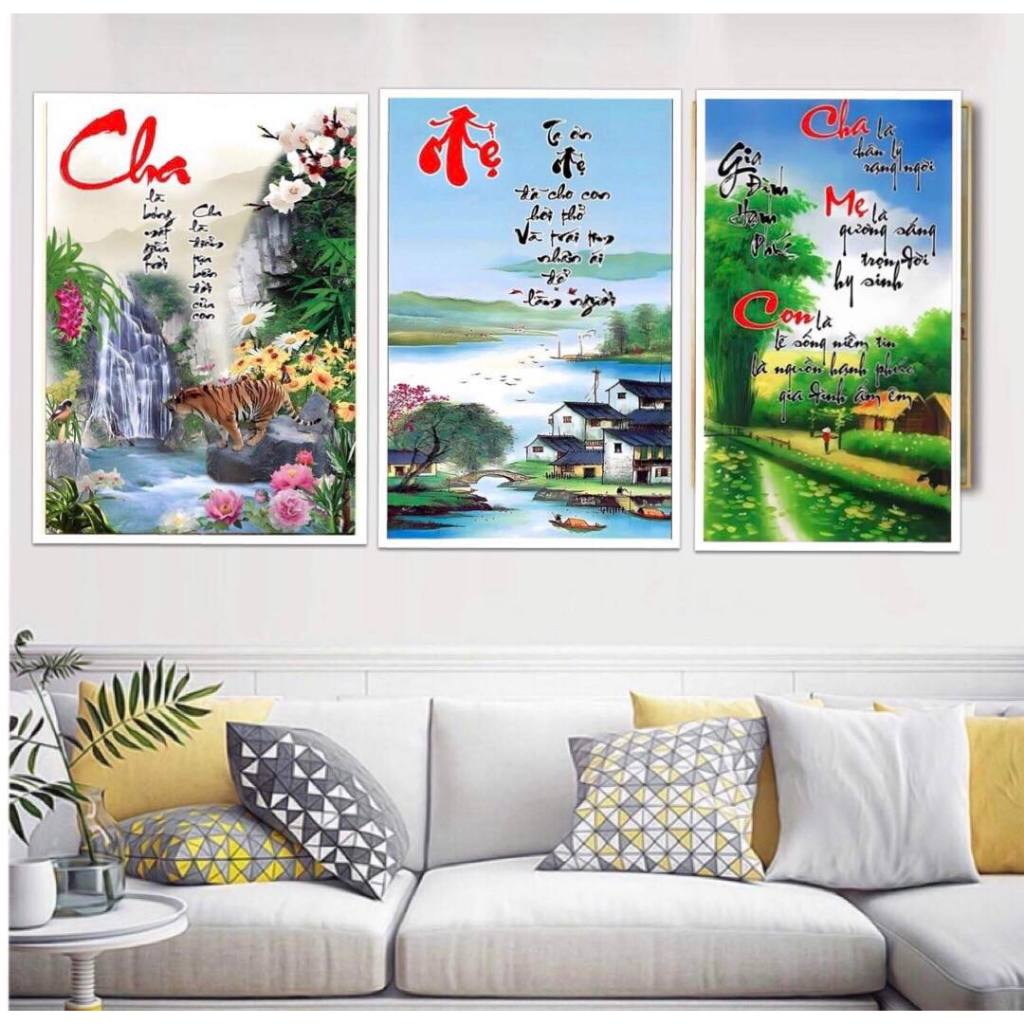 Tranh thêu kín Cha mẹ - Kích thước: 60x90cm (tranh chưa thêu) | Shopee Việt Nam