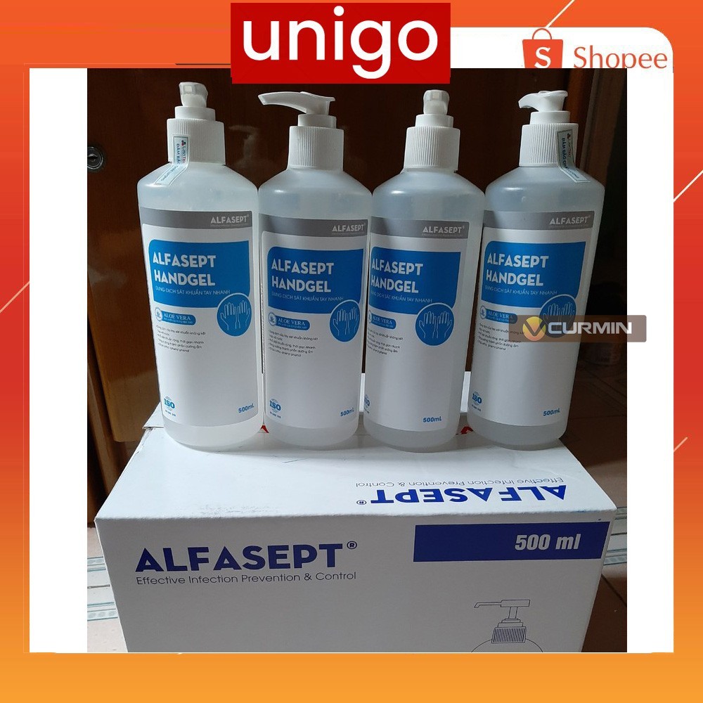 1 thùng 12 chai Gel rửa tay nhanh sát khuẩn Alfasept Handgel 500ml ...