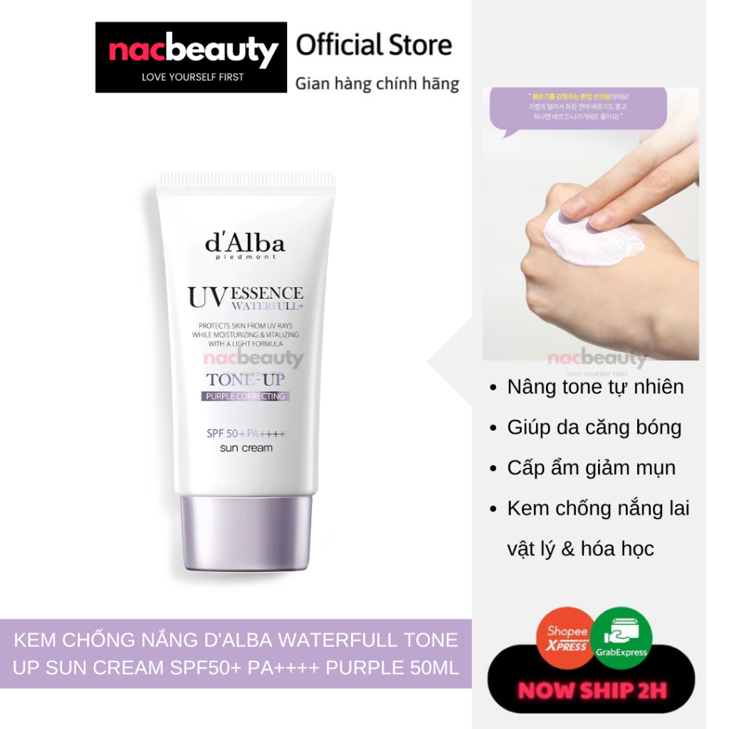 Kem chống nắng D'Alba Dalba Tím Waterfull Tone Up Sun Cream SPF50+ PA++++ PURPLE 50ml - NAC ...