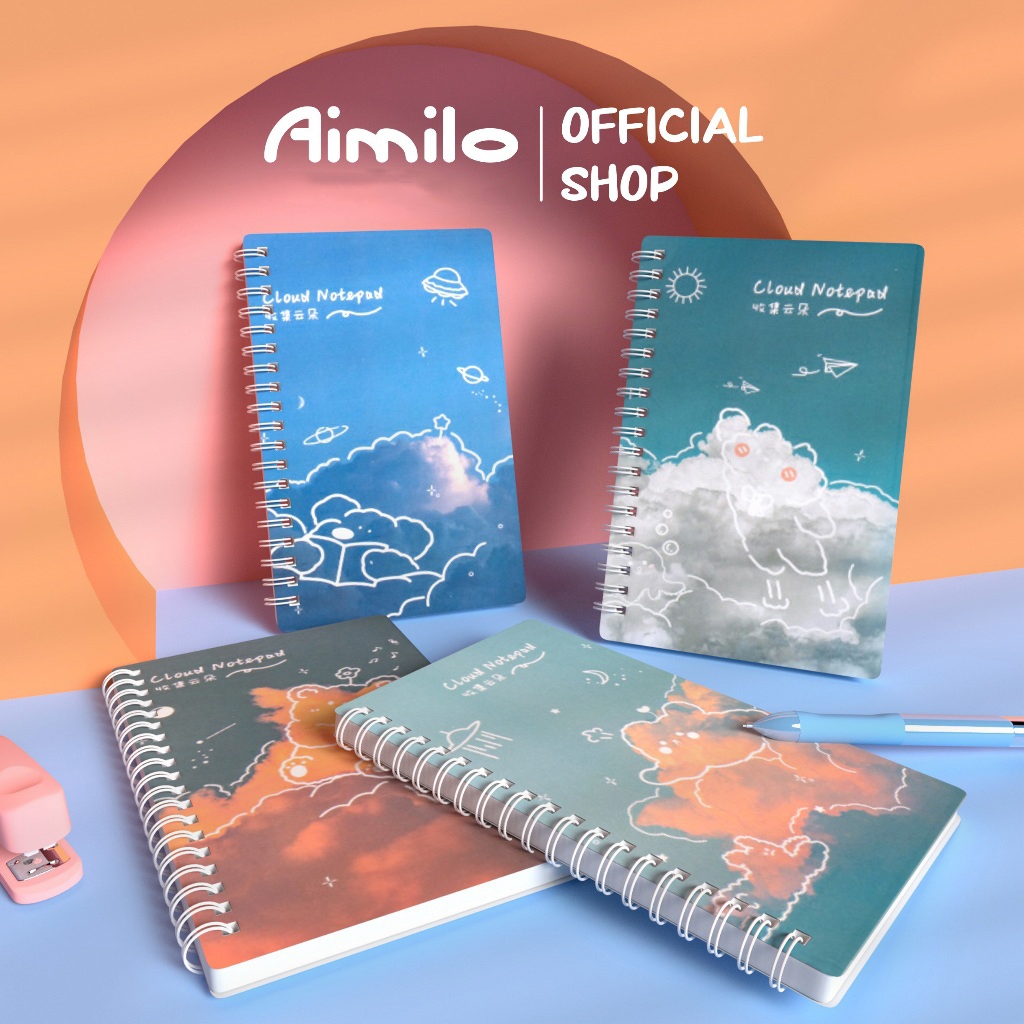 【Aimilo】Sổ tay ghi chép lò xo size A5 bìa dễ thương cho bé, 120 trang ...