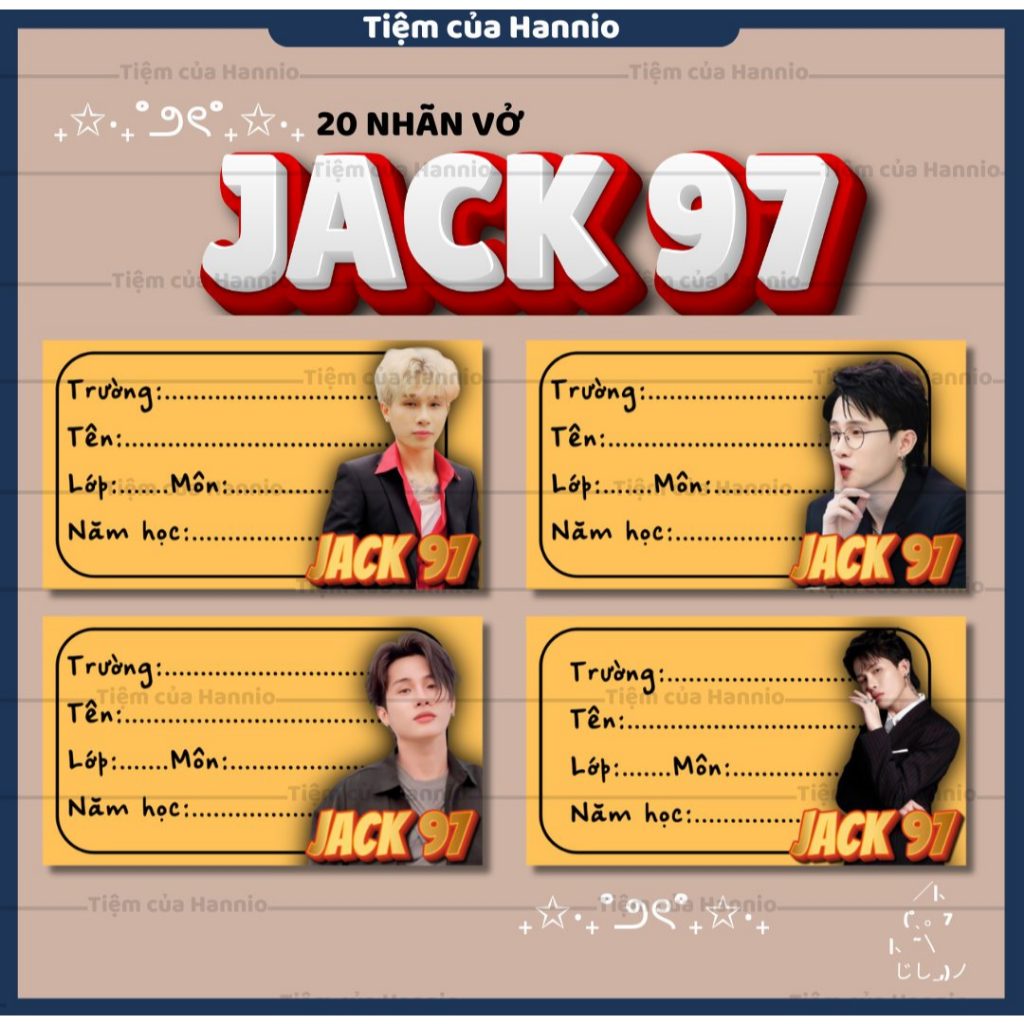 (20 Nhãn vở) in hình Jack 97, J97, Meo meo - size 7.4x4.2cm - Tiệm Của ...
