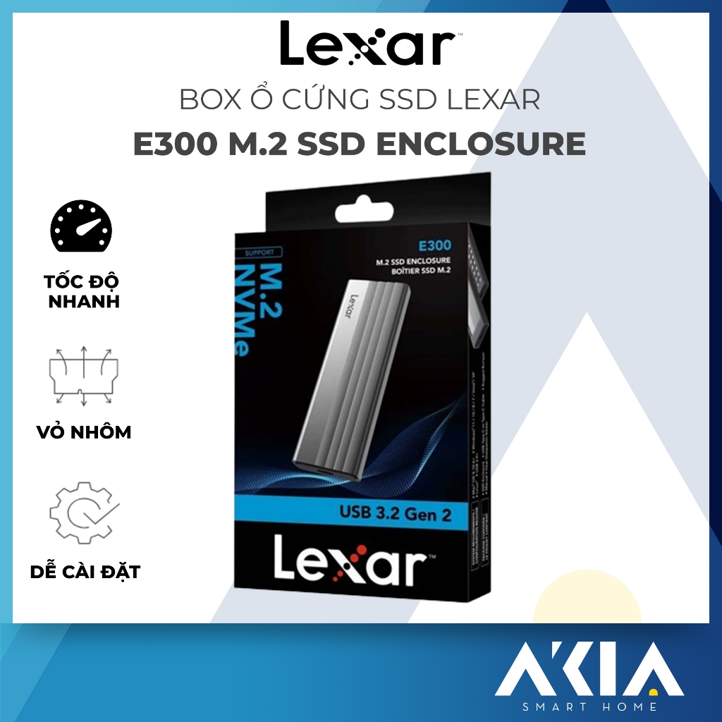 Box ổ cứng Lexar E300/ E350 M.2 SSD Enclosure hỗ trợ NVMe SSD 2280/2260/2242/2230, USB 3.2 Gen 2 ...