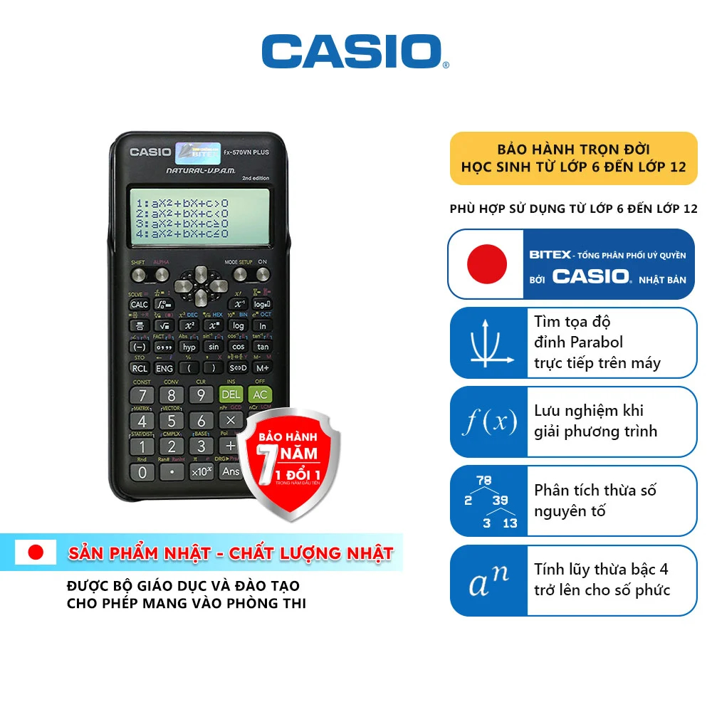 Máy tính Casio Fx-570VN Plus New (2nd Edition) chính hãng bảo hành 7 ...