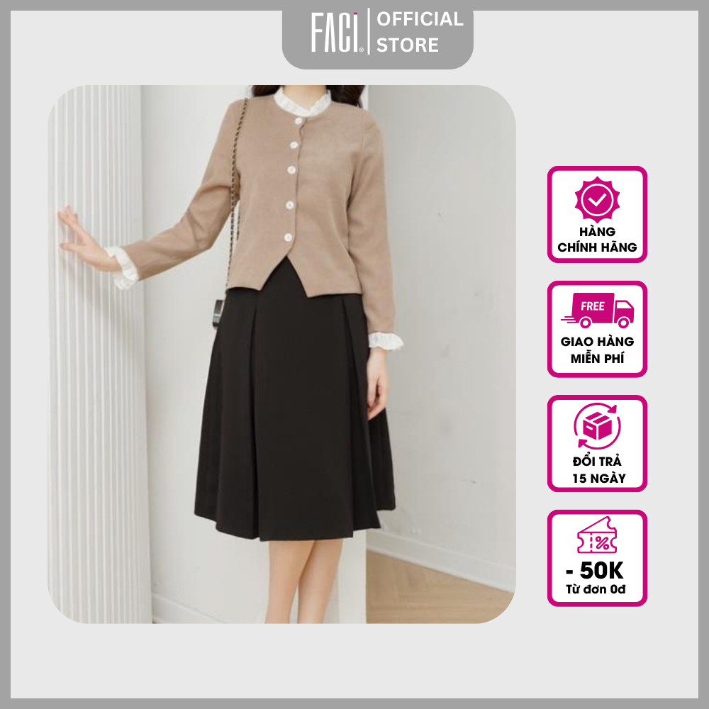 Chân Váy Nữ FACI Ducee Dáng A Xòe Dài Cạp Cao Đính Cúc Cách Điệu Chất ...