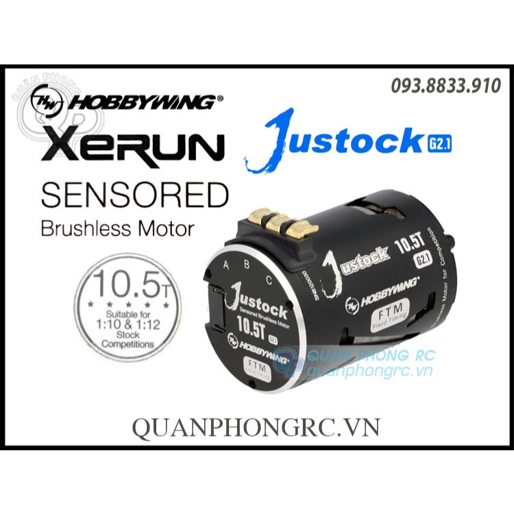 Hobbywing XeRun Justock 3650 G2.1 Sensored Brushless FTM Motor (10.5T ...