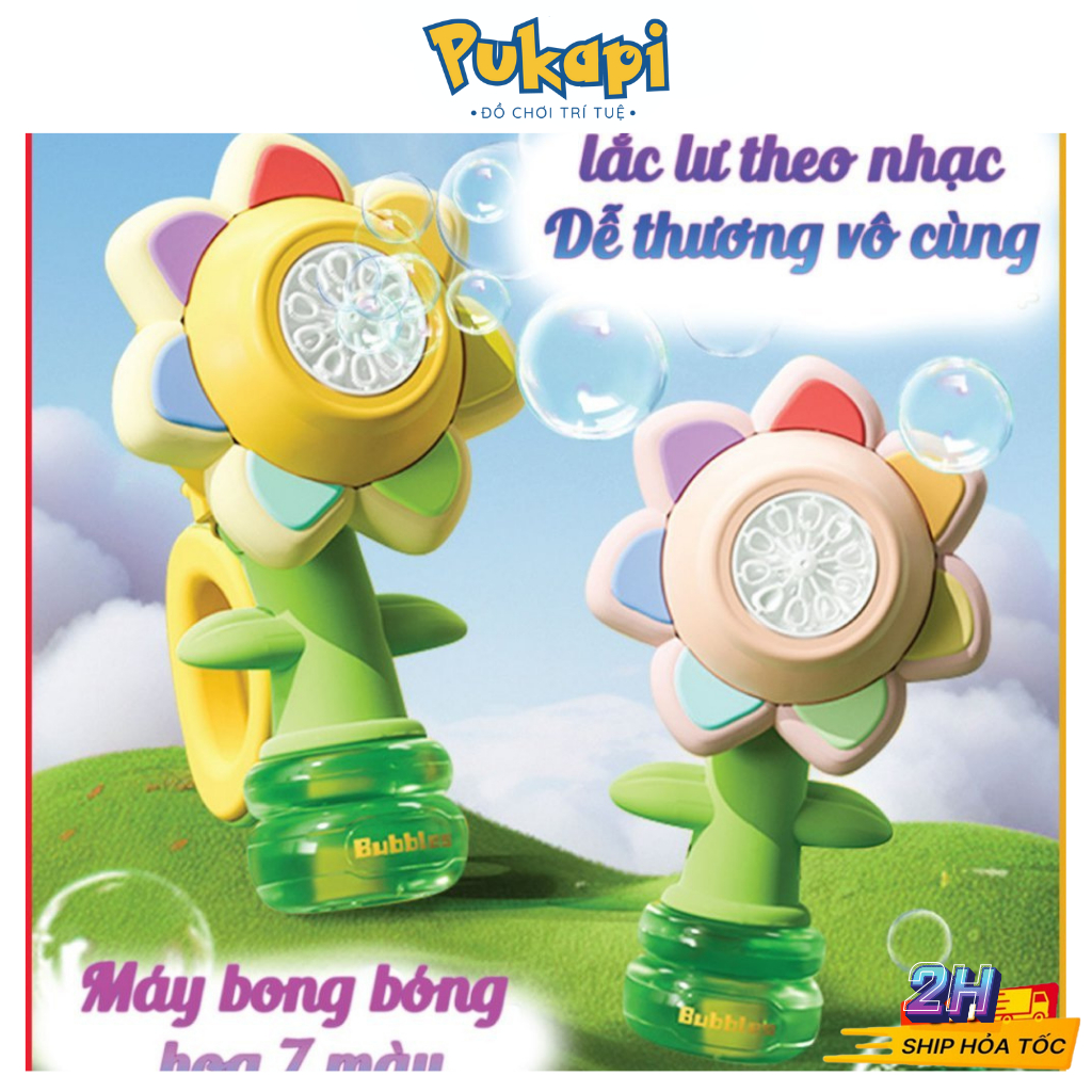 Máy Bong Bóng Đầu Lắc Hoa Bảy Màu Hoa Hướng Dương Phát Sáng LED 7 Màu ...