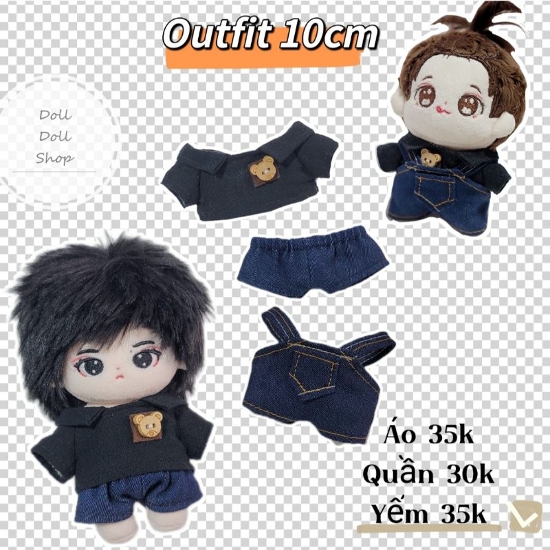 Outfit doll 10cm ( sơ mi đen, quần jean) | Shopee Việt Nam