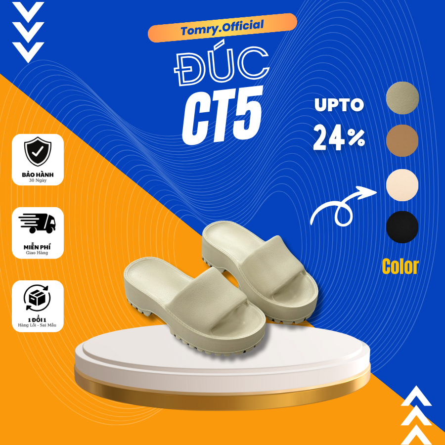 Dép CT5 Đúc nguyên khối quai ngang đế cao su non cao cấp chống trơn trượt - Hỗ Trợ Đổi Size ...