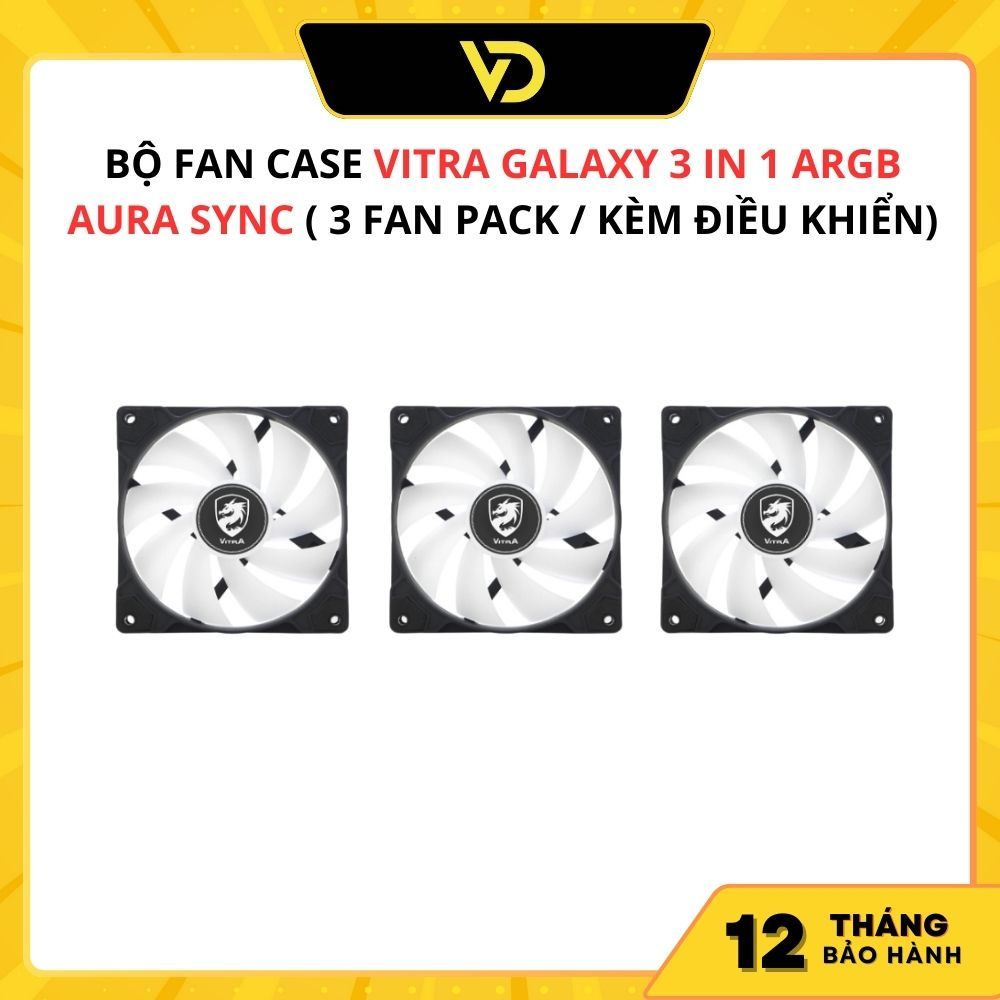 BỘ FAN CASE VITRA GALAXY 3 IN 1 ARGB AURA SYNC ( 3 FAN PACK / KÈM ĐIỀU ...
