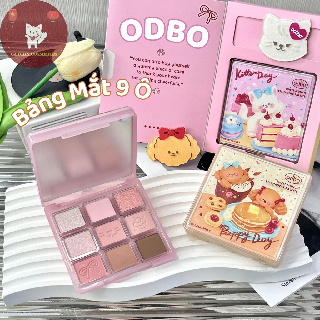 [ODBO] Bảng Phấn Mắt Odbo Kitten Day & Puppy Day Mèo & Cún Con Tặng Kèm Kẹp Tóc Sweet Munch 9g ...