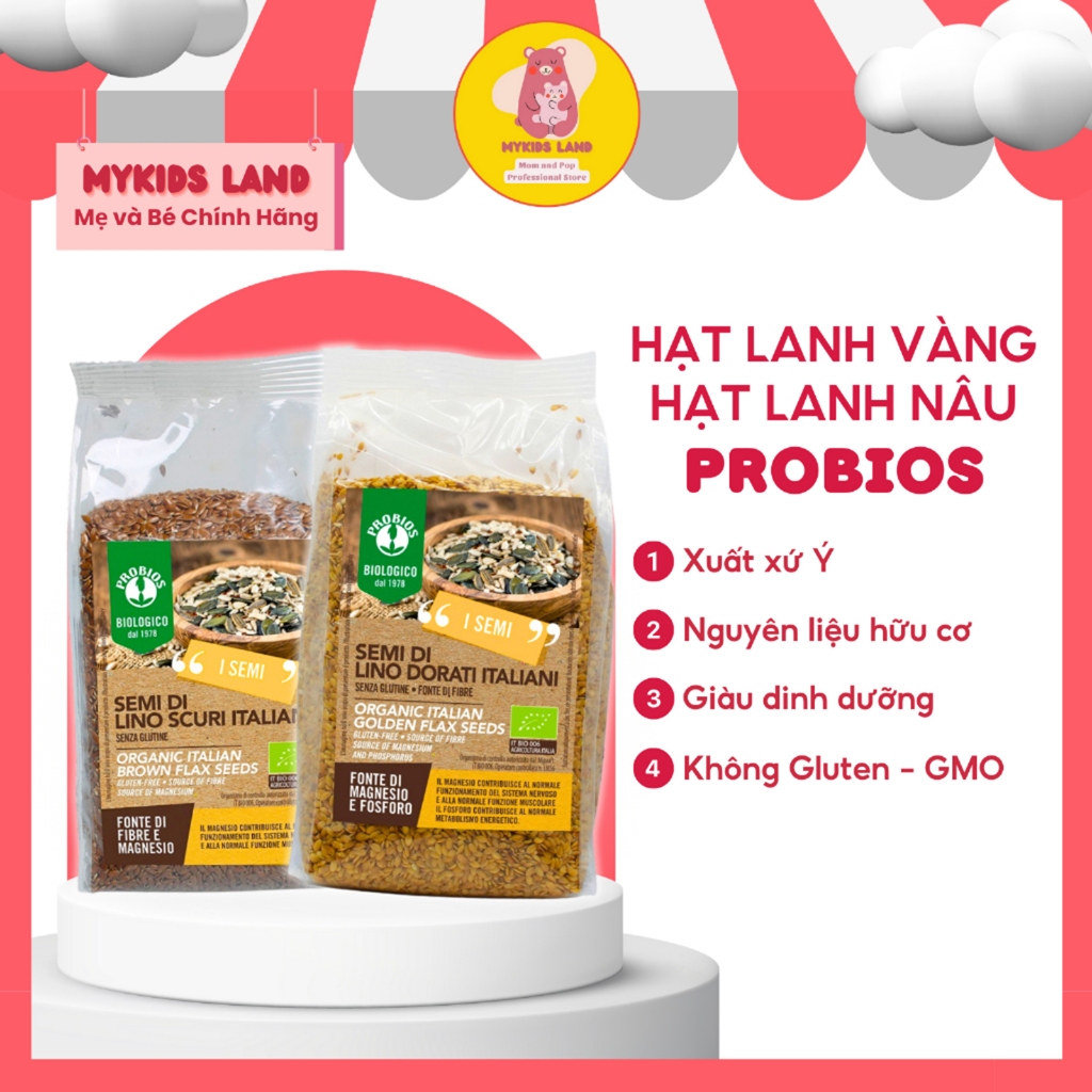 Hạt Lanh Vàng - Hạt Lanh Nâu Hữu Cơ ProBios Ý Bịch 500g / Chiết 100g ...