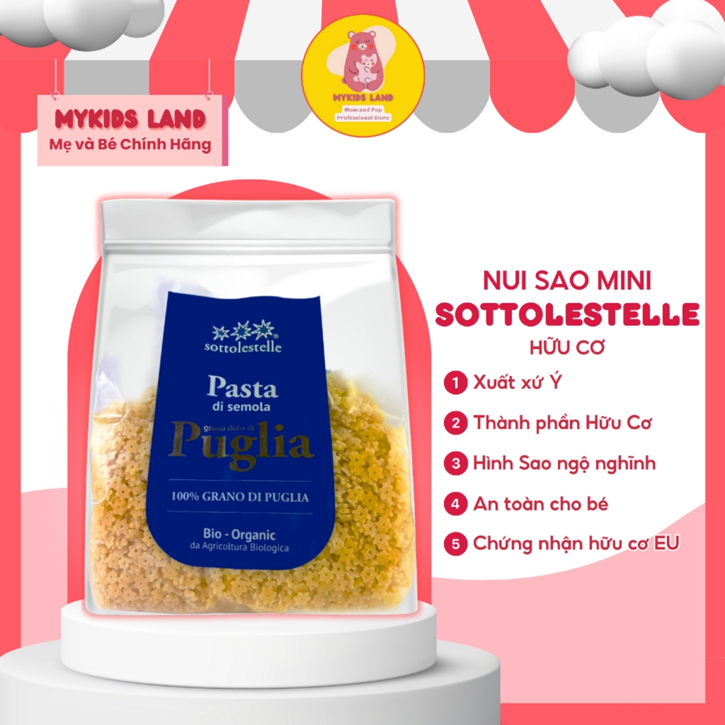 Nui Sao Mini Hữu Cơ Tách Muối Sottolestelle Ý Cho Bé Ăn Dặm Túi 500g ...