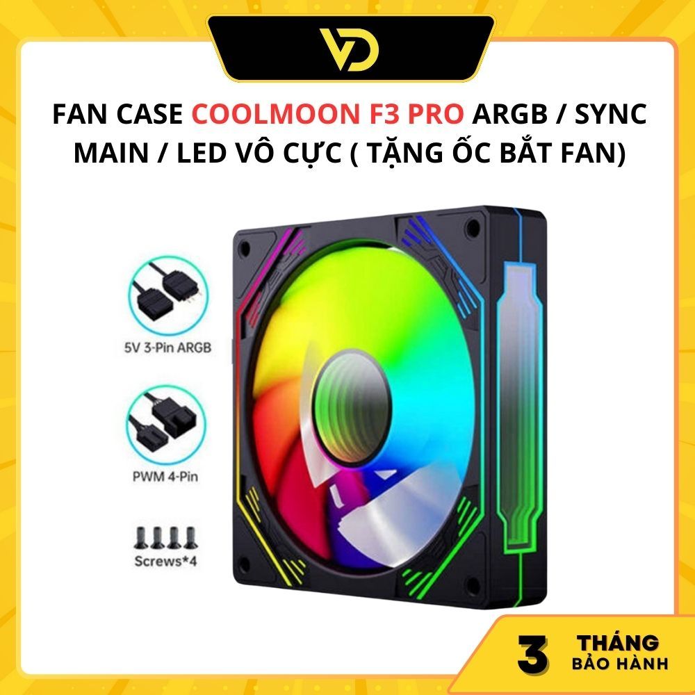 Fan Case CoolMoon F3 Pro ARGB / Sync Main / Led vô cực ( Tặng ốc bắt ...