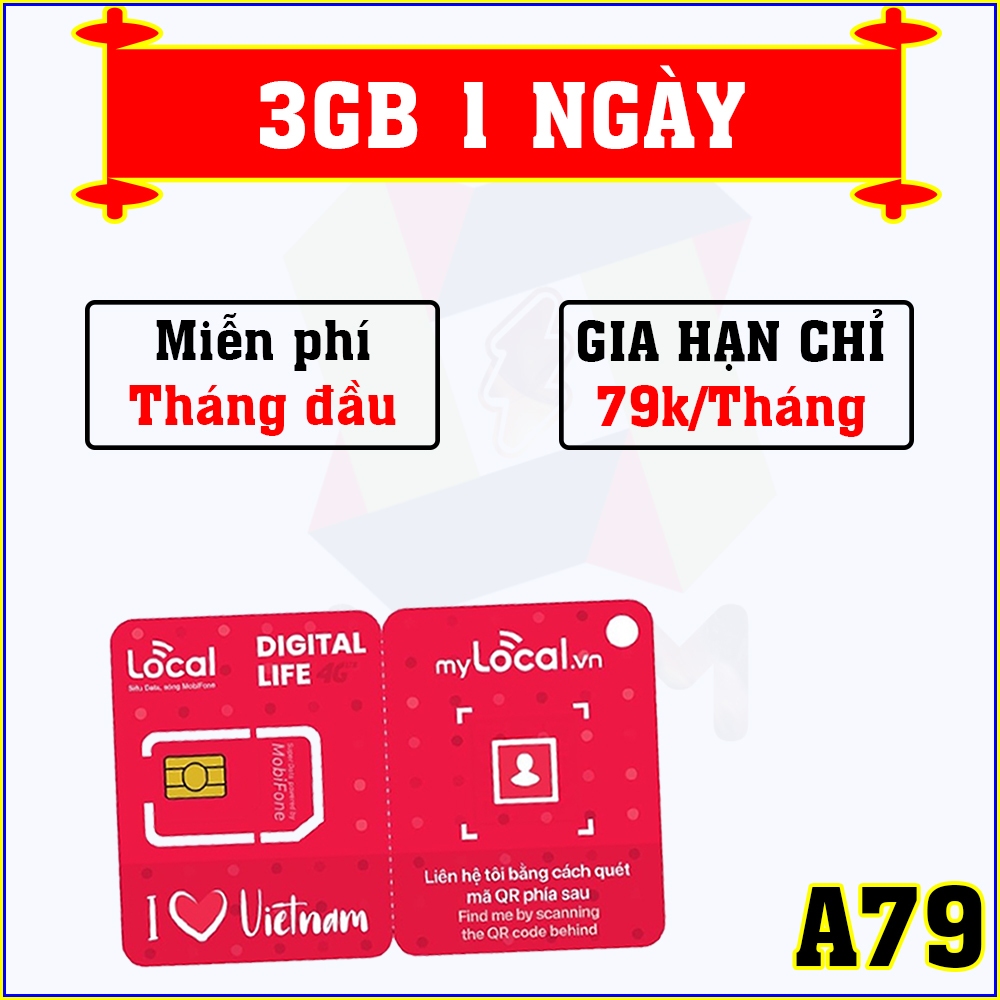 Sim 4G Mobifone Local A79 (3GB 1 Ngày) - Miễn Phí tháng đầu. Gia hạn 79k 1 Tháng | Shopee Việt Nam
