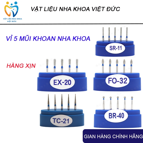 Mũi khoan dùng trong nha khoa,vỉ 5 mũi mài răng chuyên dụng cho tay khoan nhanh | Shopee Việt Nam