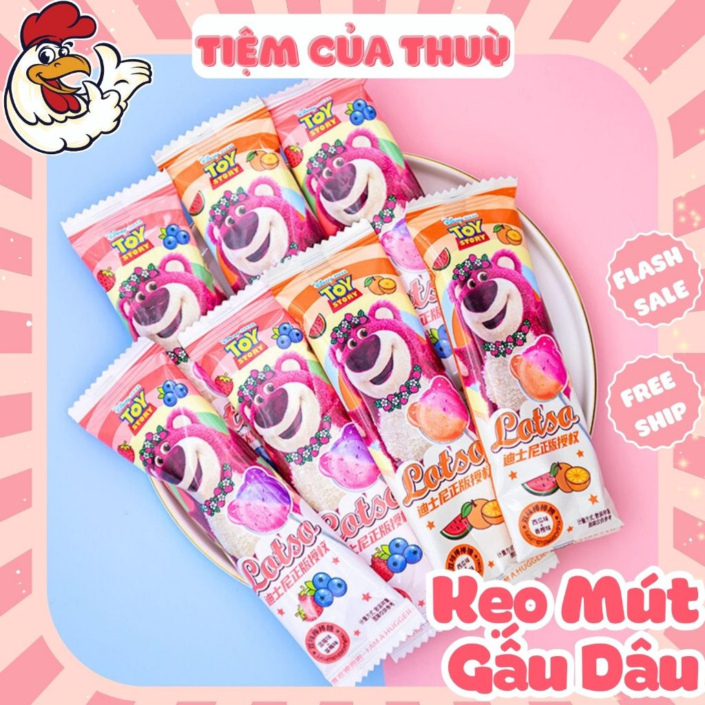 Kẹo Mút Gấu Dâu Trái Cây Mix Vị, Kẹo Gấu Dâu Lotso Dâu Tây / Việt Quất ...