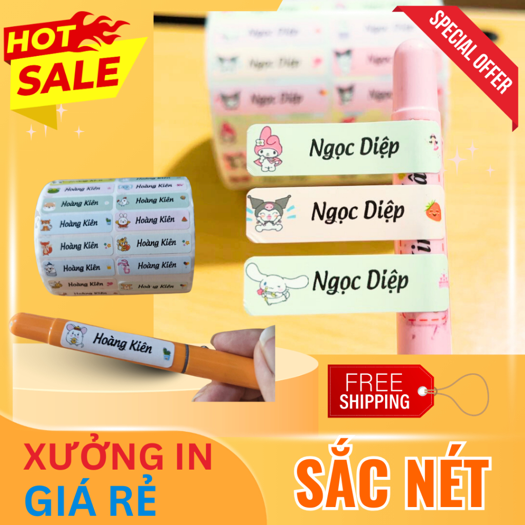 Sticker In Tên Bé (Set 120 sticker) - Chống Nước Cao Cấp - Giá Cực Rẻ ...