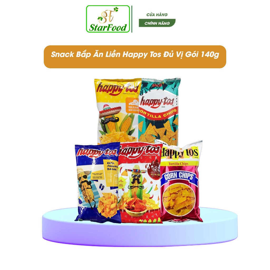 Snack Bắp Ăn Liền Happy Tos Đủ Vị Gói 140g | Shopee Việt Nam