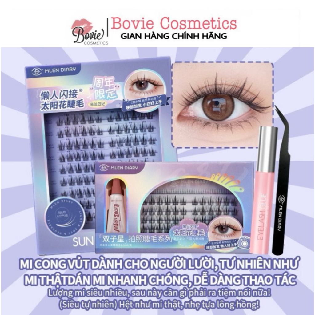 Lông Mi Giả Mlen Diary Tách Sợi Tự Nhiên Mi Cụm Hoa Hướng Dương Bản ...