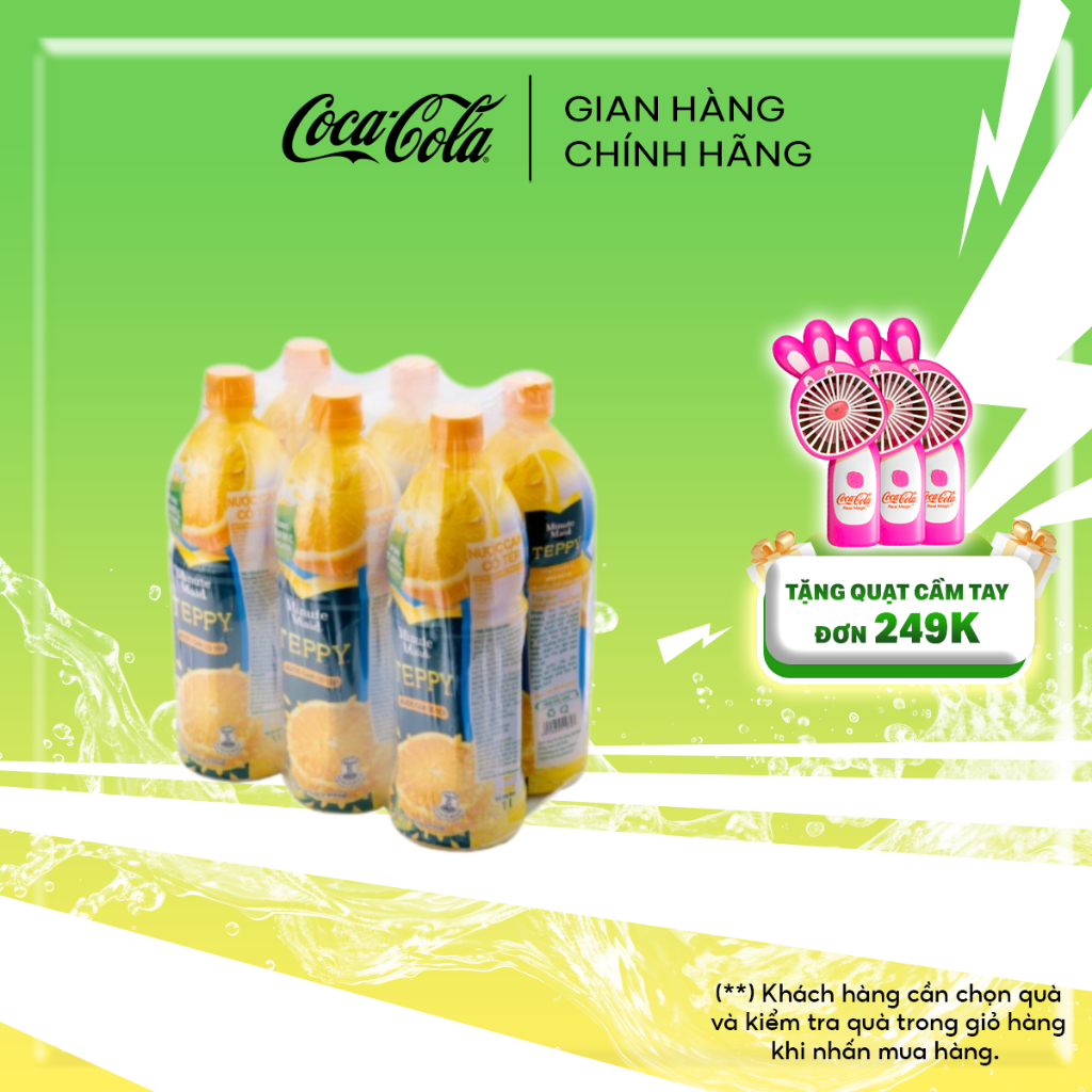 Lốc 6 Chai Nước Cam Nguyên Tép Teppy 327ml/Chai Coca-Cola Official ...