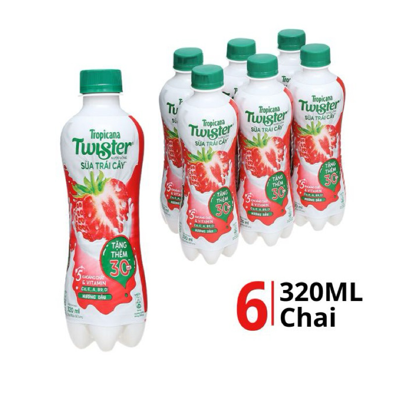 Lốc 6 Chai Sữa Trái Cây Hương Dâu Twister (320ml/chai) | Shopee Việt Nam