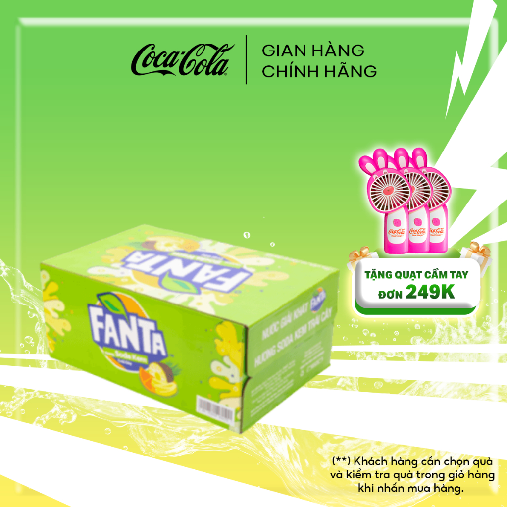 Thùng 24 Lon Nước Ngọt Giải Khát Có Gas Fanta vị Soda Kem 320ml/Lon ...
