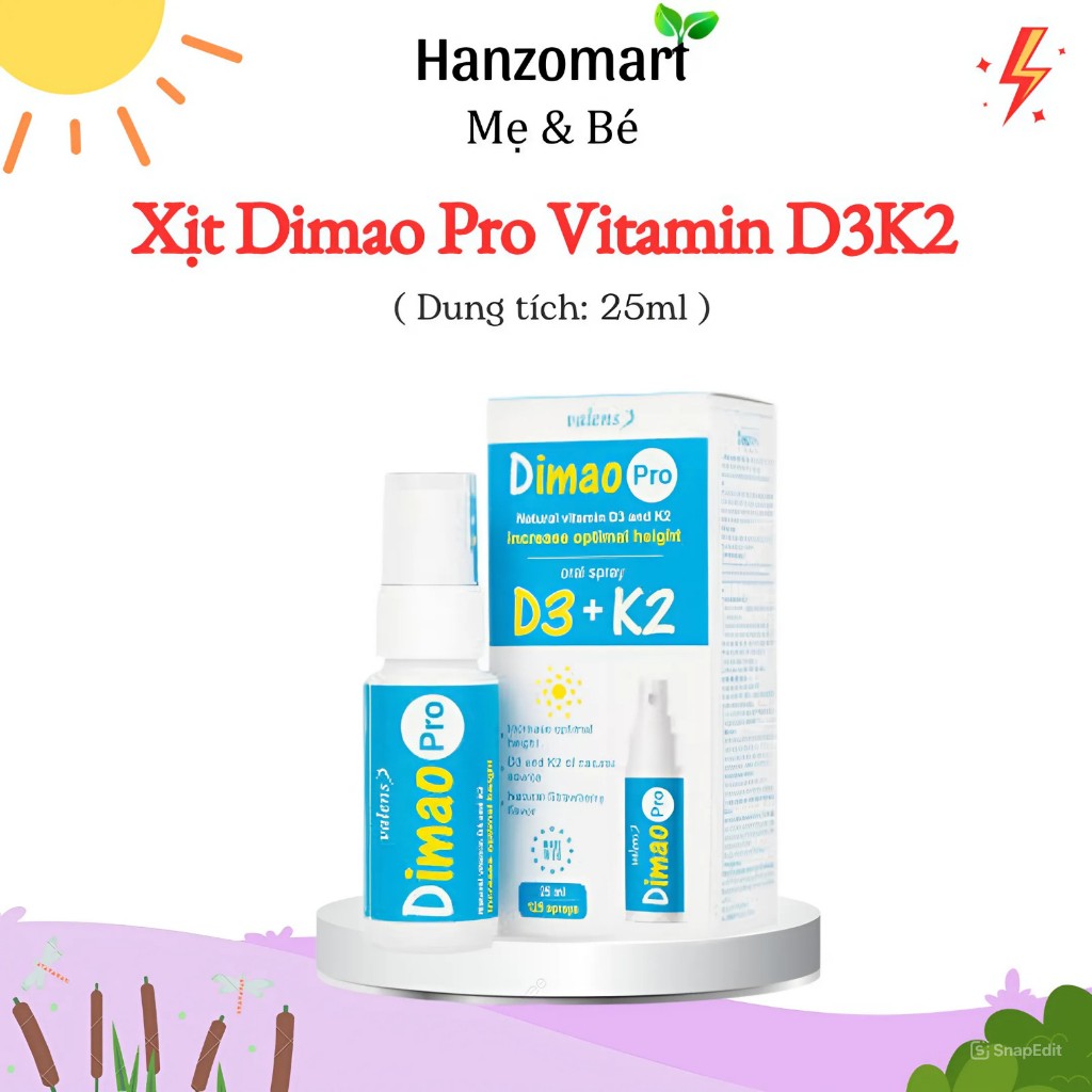 D3 K2 dạng xịt hỗ trợ tăng chiều cao Valens Dimao Pro Spray D3K2 25ml ...