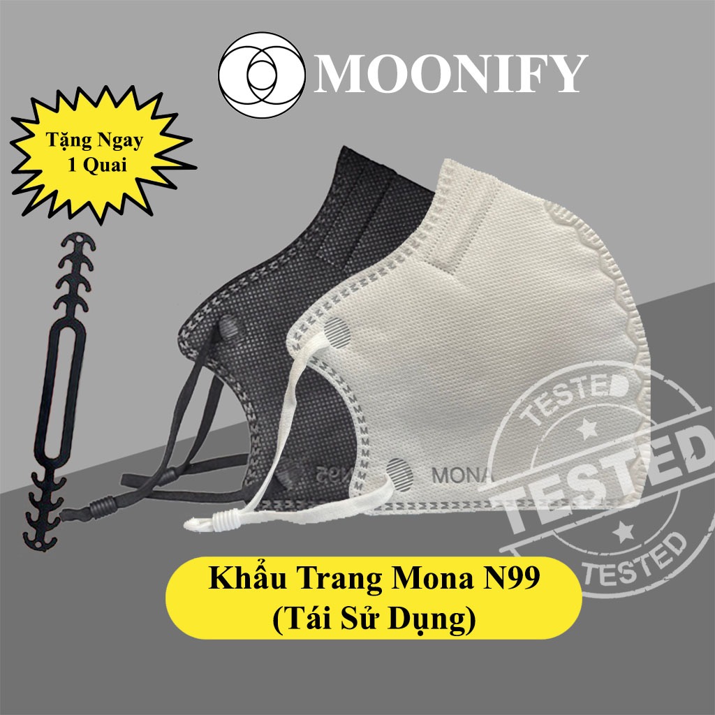 Khẩu Trang Mona Mask N99 Moonify 3D 6 lớp Nano Chống Nắng Chống Tia UV Kháng Khuẩn lọc 99% Bụi ...