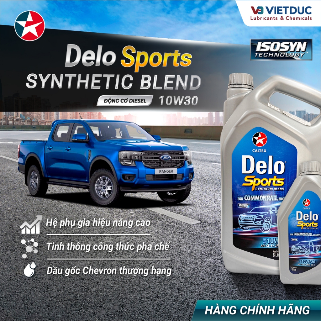Caltex Delo Sports 10W-30 SN - Dầu nhờn động cơ Diesel Bán tổng hợp ...