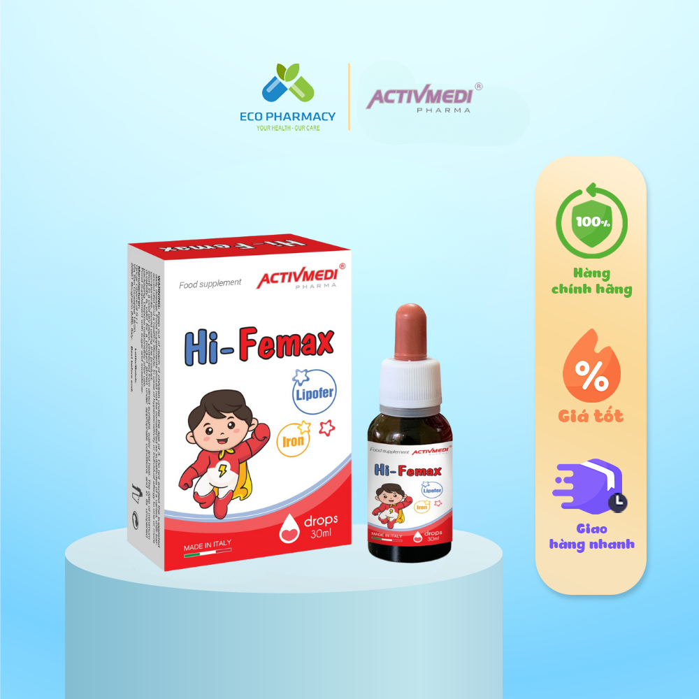 Siro Sắt hữu cơ dạng giọt cho trẻ Hi-Femax, lọ 30ml bổ sung sắt, ngăn ...