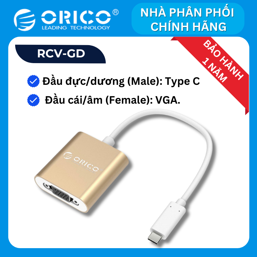Đầu Chuyển Đổi Type C Sang Cổng VGA ORICO RCV-GD Hàng Chính Hãng ...