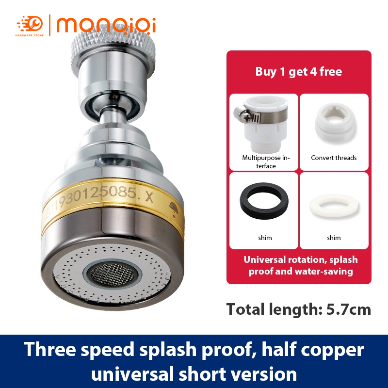 Hàng sẵn Đầu vòi rửa bát tăng áp đồng thau inox 304 cao cấp 3 Chế độ phun cực mạnh, xoay 360 ...