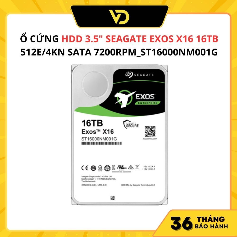Ổ cứng HDD 3.5" SEAGATE EXOS X16 16TB 512E/4KN SATA 7200RPM ...