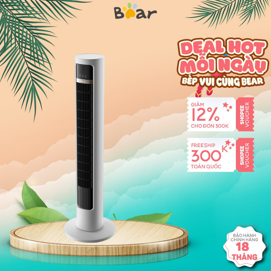 Quạt tháp điện remote xoay 90 độ Bear DFS-D40J2, 47W, 4 Mức độ gió- Hẹn ...