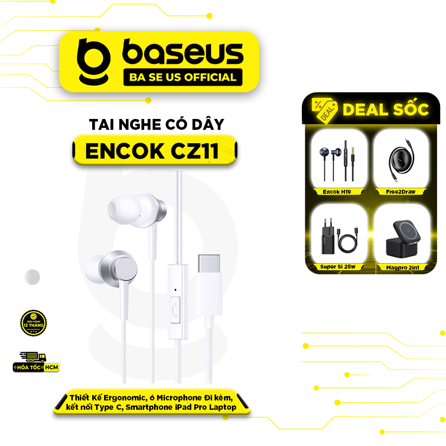 Tai nghe Baseus Encok CZ11 có dây Cho IP15 iPad Samsung Laptop | Shopee ...